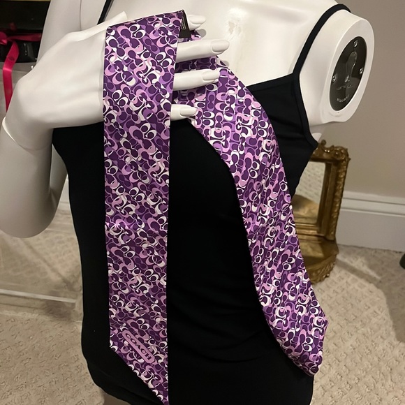 Coach | Accessories | Coach Signature Skinny Scarf In Pink Purple ...